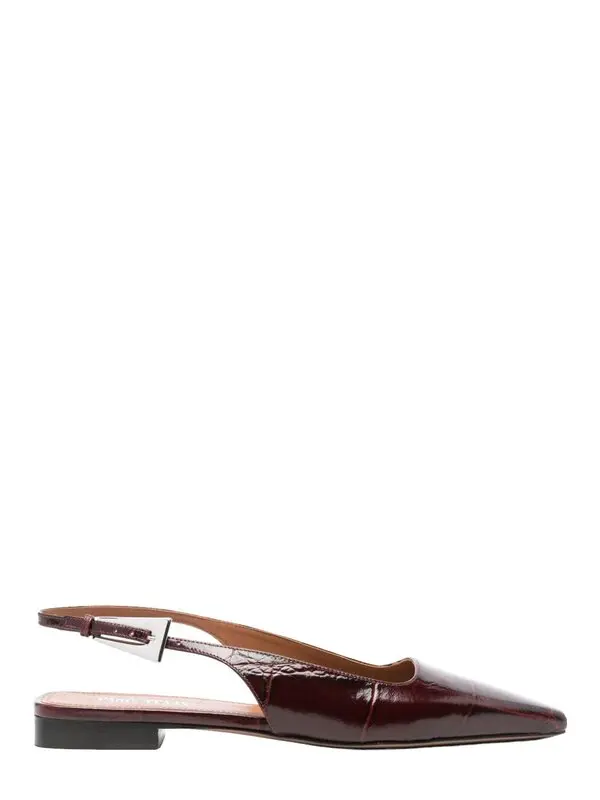 Paris Texas Embossed Crocodile Ballet Flats - Red
