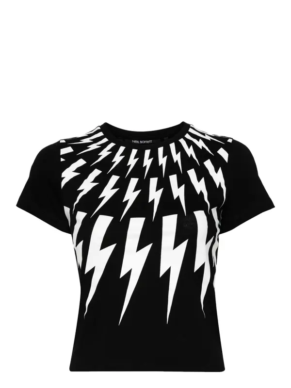 Neil Barrett Fair Isle Thunderbolt Print T-shirt - Black