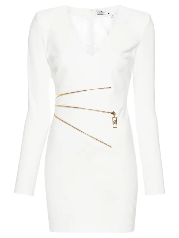 Elisabetta Franchi Zip-detailed Mini Dress - White