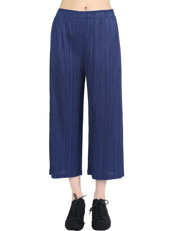 Issey Miyake Pleated Cropped Trousers - Blue