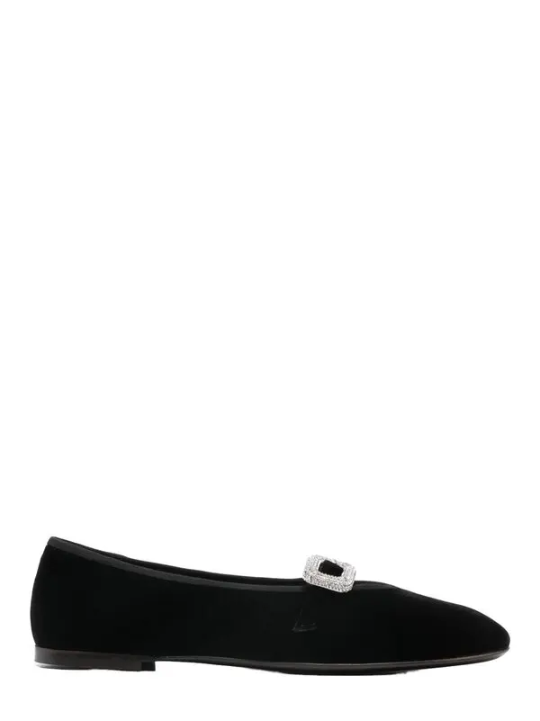 GIUSEPPE ZANOTTI Georgia Buckle Velvet Ballet Flats - Black