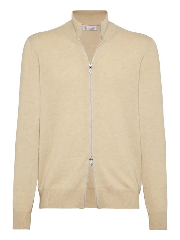 Brunello Cucinelli Cashmere High-neck Cardigan - Neutrals