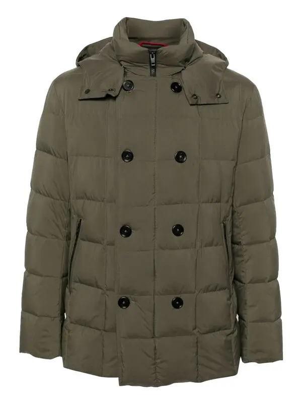 FAY Double-breasted Padded Bomber Jacket - Green
