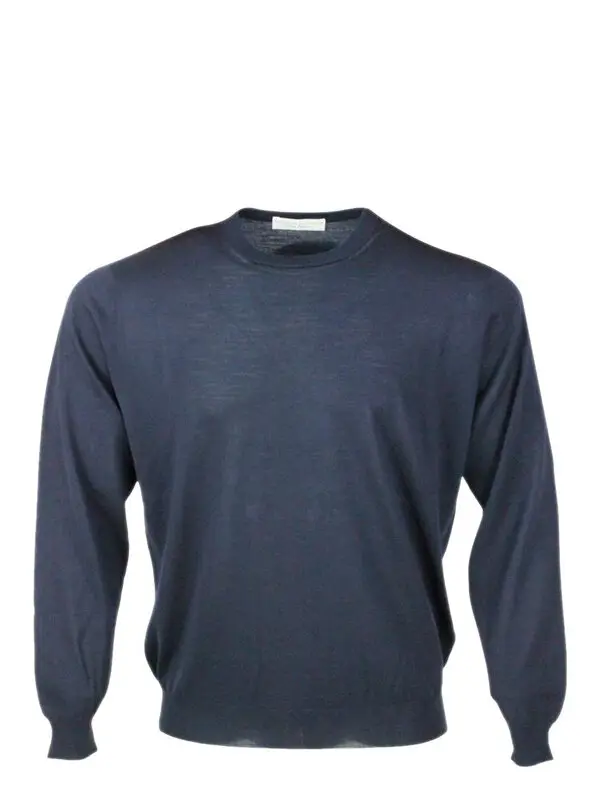 FILIPPO DE LAURENTIIS Crew-neck Merino Wool Sweater - Blue