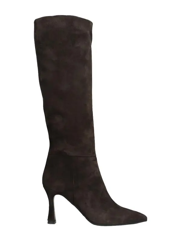 EVALUNA High Heel Suede Boots - Brown