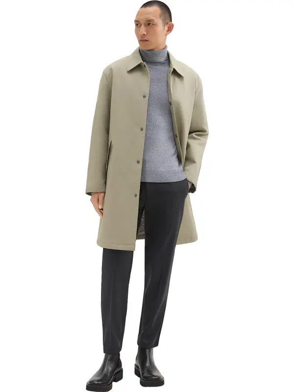 Theory Overcoat In Cotton Twill - Buff