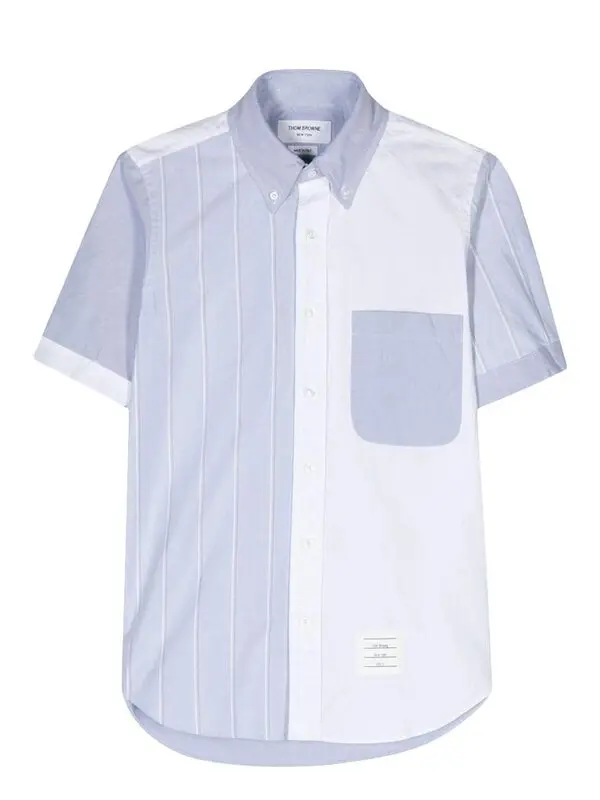Thom Browne Shadow Stripe Oxford Short Sleeve Shirt - Blue