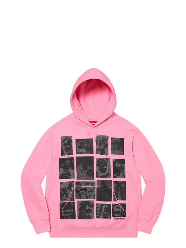 Supreme Collage Grid Hooded Sweatshirt - Pink