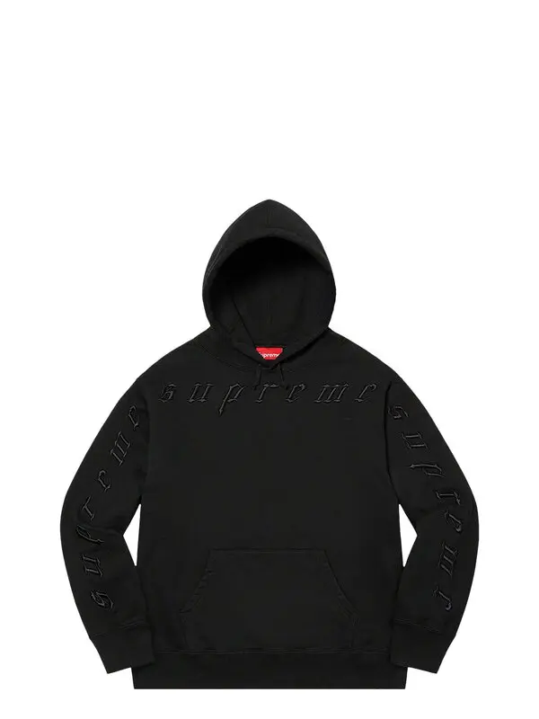 Supreme Raised Embroidery Hooded Sweatshirt - Black