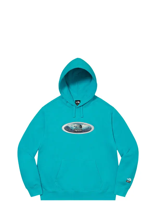 Supreme X The North Face Lenticular Mountains Hooded Sweatshirt - Teal