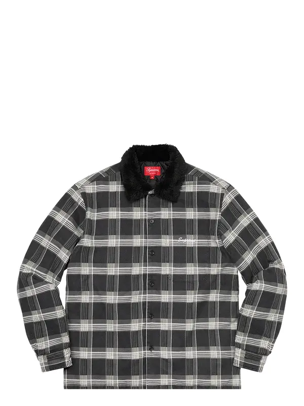 Supreme Faux Fur Collar Flannel Shirt - Black