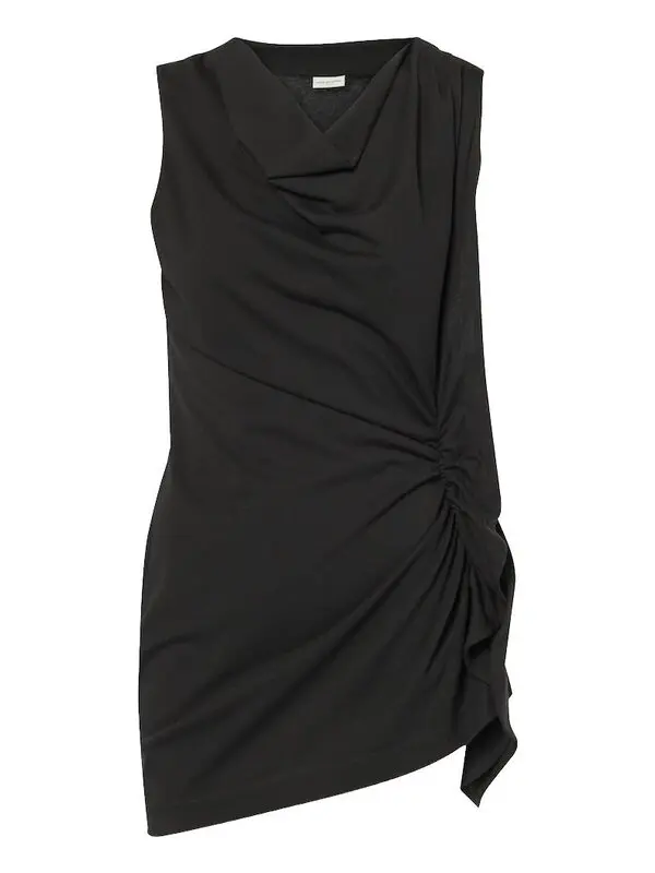 Dries Van Noten Draped Cotton Jersey Top - Black