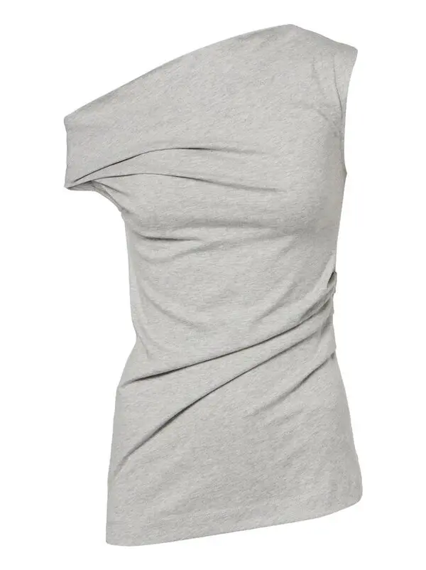 Dries Van Noten Draped Cotton Jersey Top - Grey