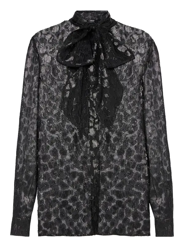 Versace Jacquard Satin Blouse - Black
