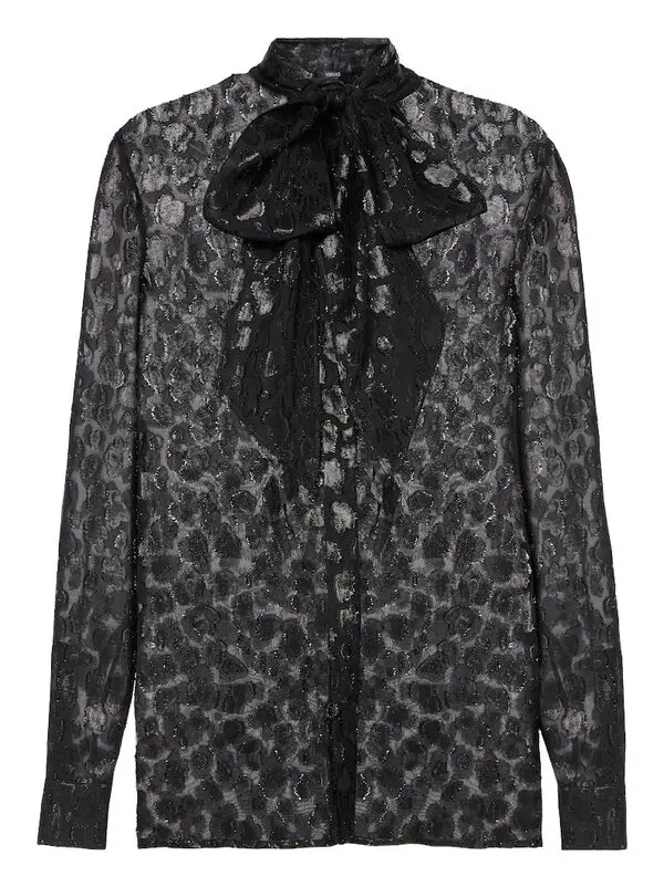 Versace Jacquard Satin Blouse - Black