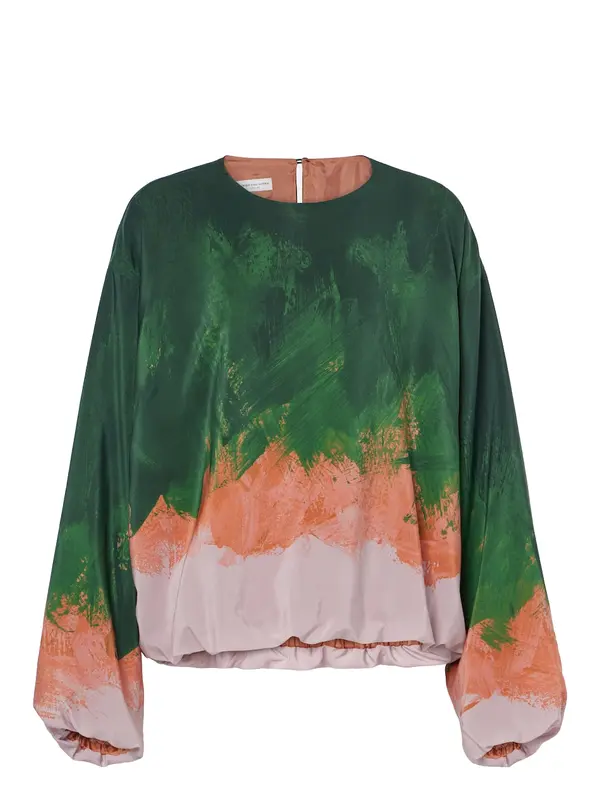 Dries Van Noten Ombré Silk-blend Top - Green