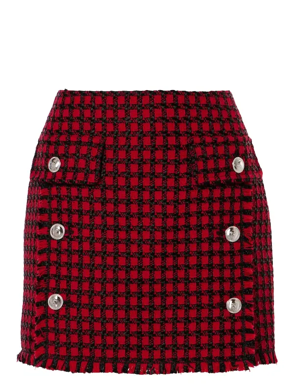 Versace Checked Tweed Miniskirt - Red