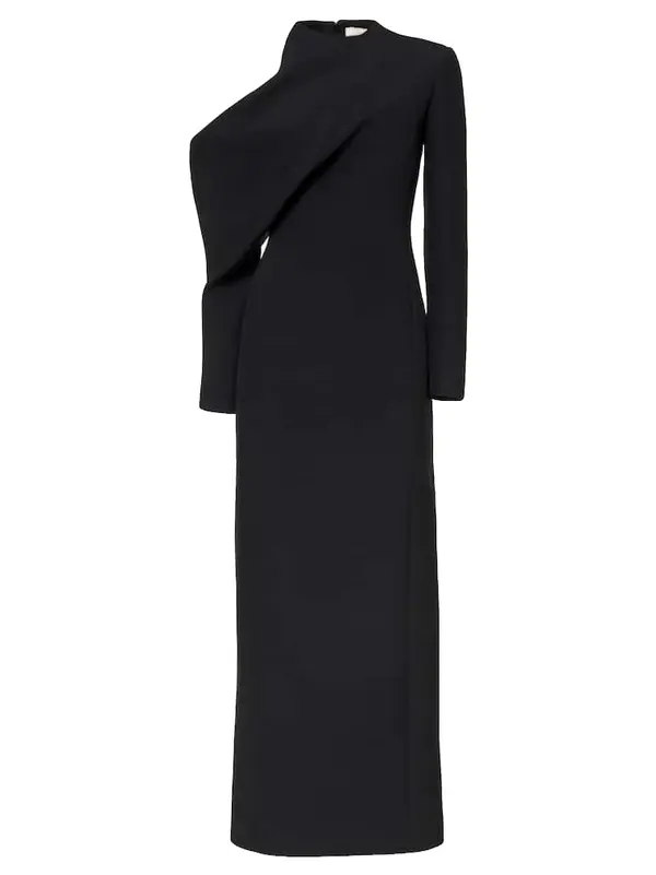 Khaite Tray Asymmetric Maxi Dress - Black