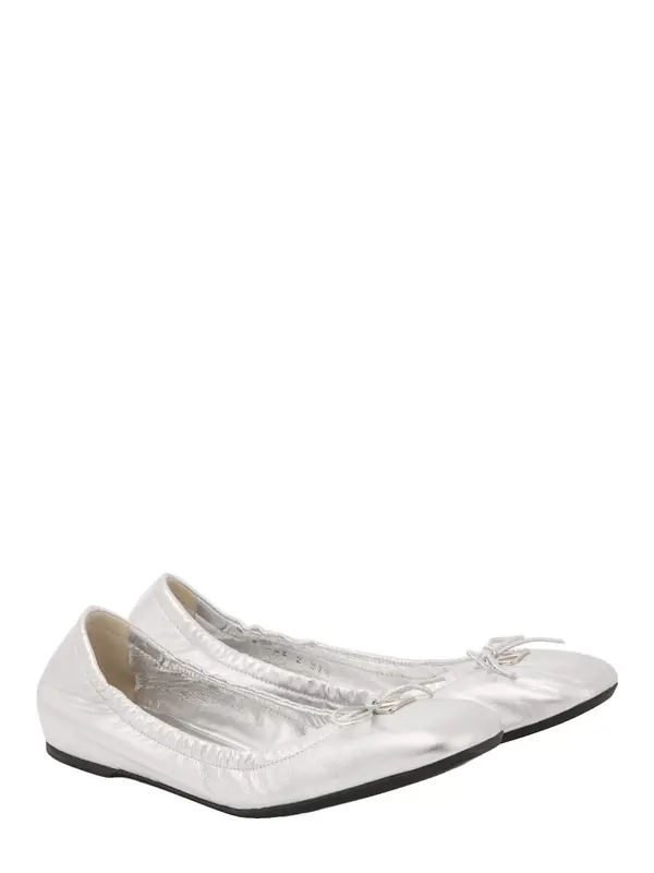 Valentino Garavani Vlogo Signature Leather Ballet Flats - Silver
