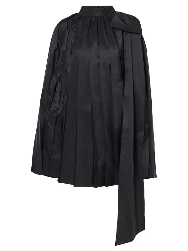 Simone Rocha Caped Pleated Taffeta Minidress - Black
