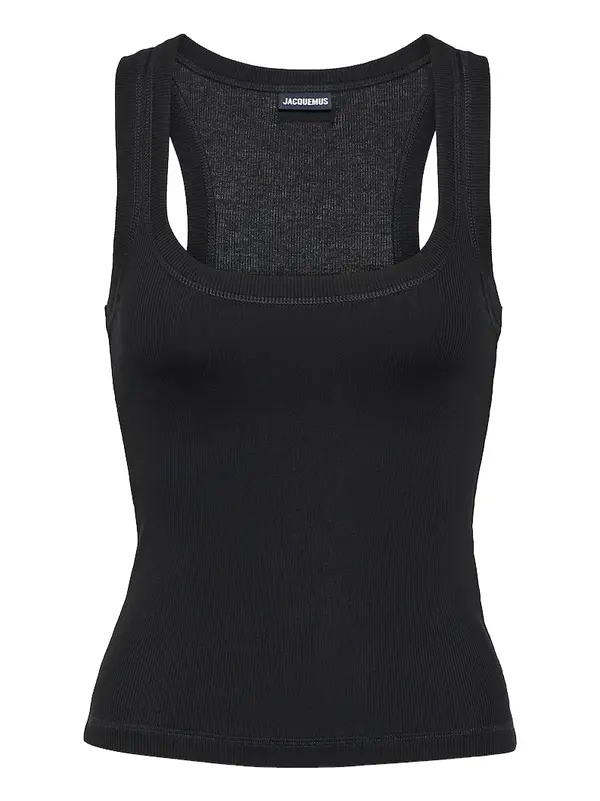 Jacquemus Le Debardeur Gros Grain Cotton Tank Top - Black