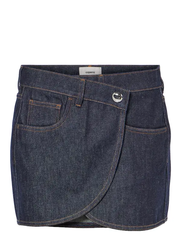 Coperni Asymmetric Denim Mini Skirt - Blue