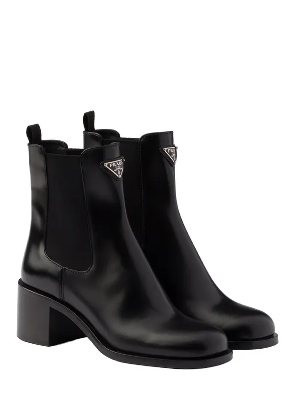 Prada Brushed Leather Chelsea Boots - Black