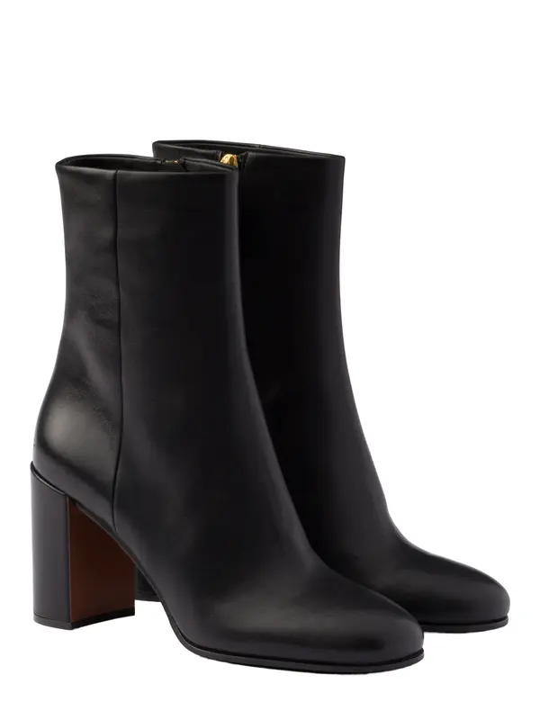 Prada Leather Booties - Black