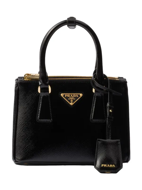 Prada Galleria Mini Patent Saffiano Bag - Black