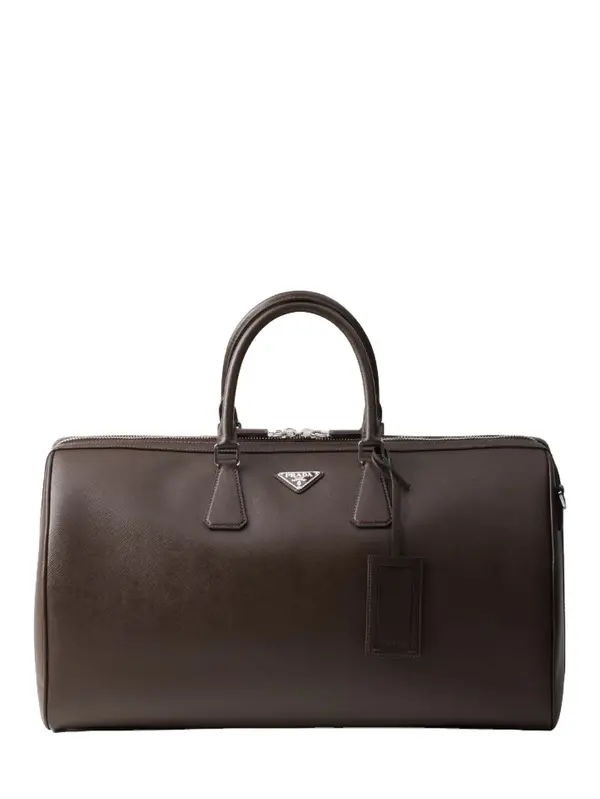 Prada Saffiano Leather Travel Bag - Coffee