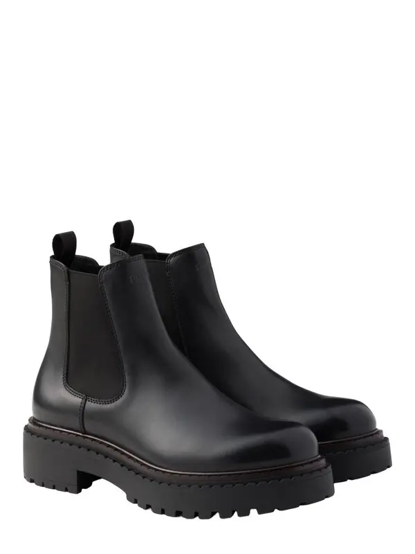 Prada Leather Chelsea Boots - Black