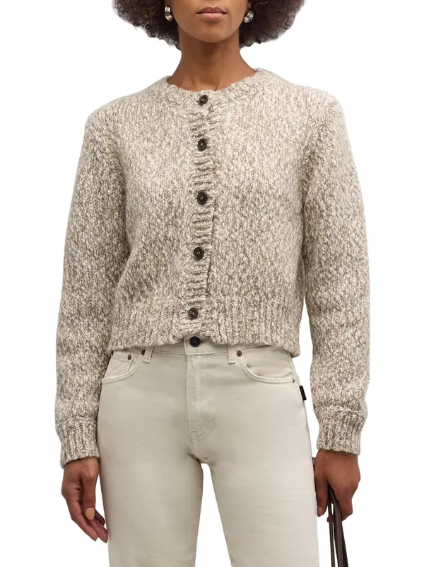 FRAME Marled Button-down Cardigan - Cream Multi