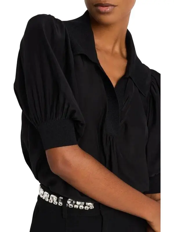 Cinq À Sept Weldon Silk Combo Top - Black
