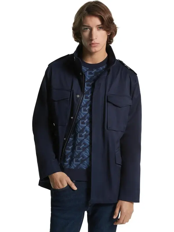 Michael Kors Stretch Organic Cotton Field Jacket - Blue