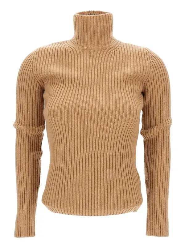 Max Mara Ribbed Turtleneck Sweater - Beige