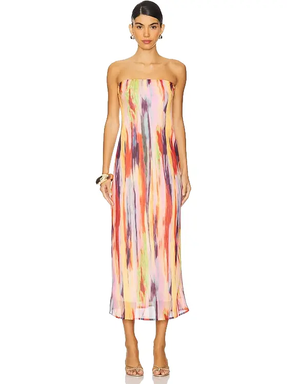SNDYS St Barts Maxi Dress In Pink - Multi