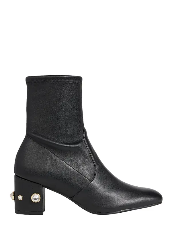 STUART WEITZMAN Allshine 60 Embellished Leather Ankle Boots - Black