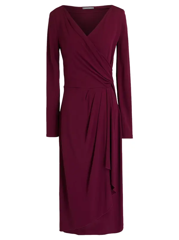 Alberta Ferretti Wrap-effect Pleated Jersey Midi Dress - Merlot
