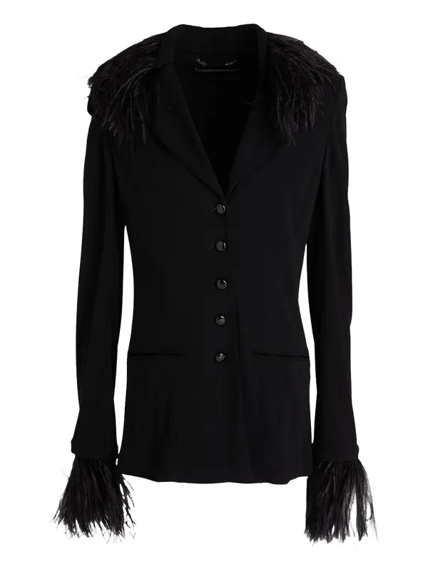 Alberta Ferretti Feather-trimmed Blazer - Black