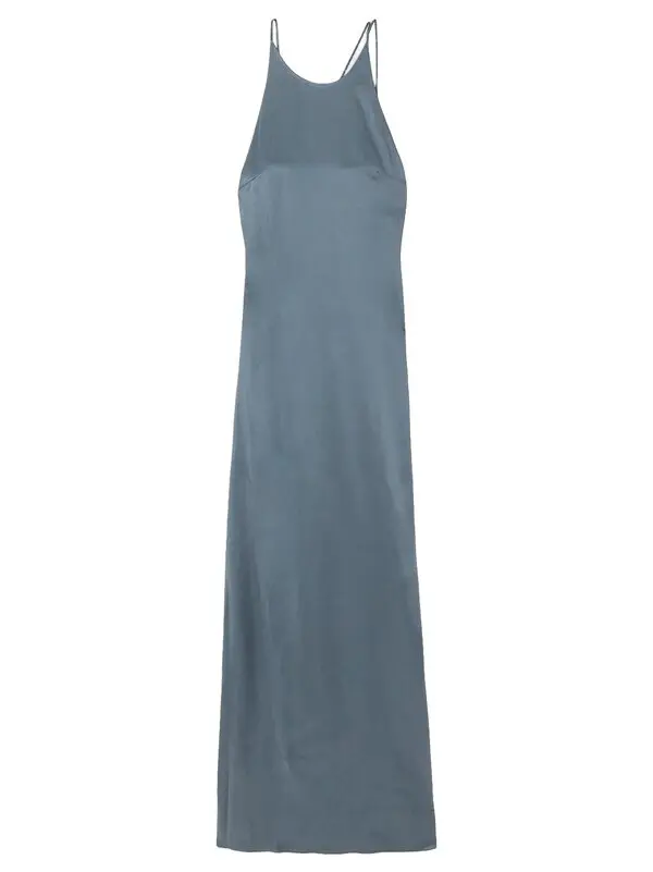 Gauchere Satin Maxi Dress - Slate Blue