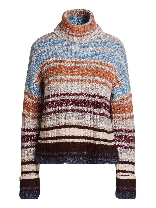 Autumn Cashmere Striped Cashmere Turtleneck Sweater - Multicolor