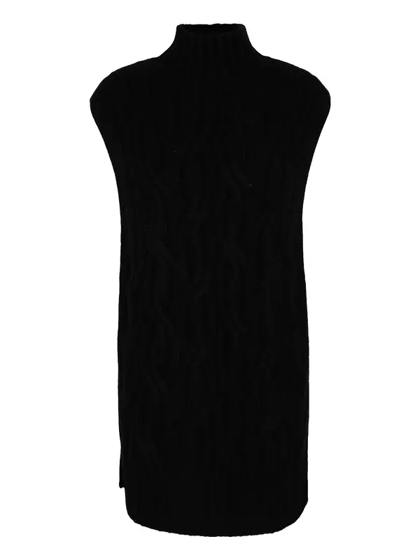 Autumn Cashmere Cable-knit Turtleneck Vest - Black