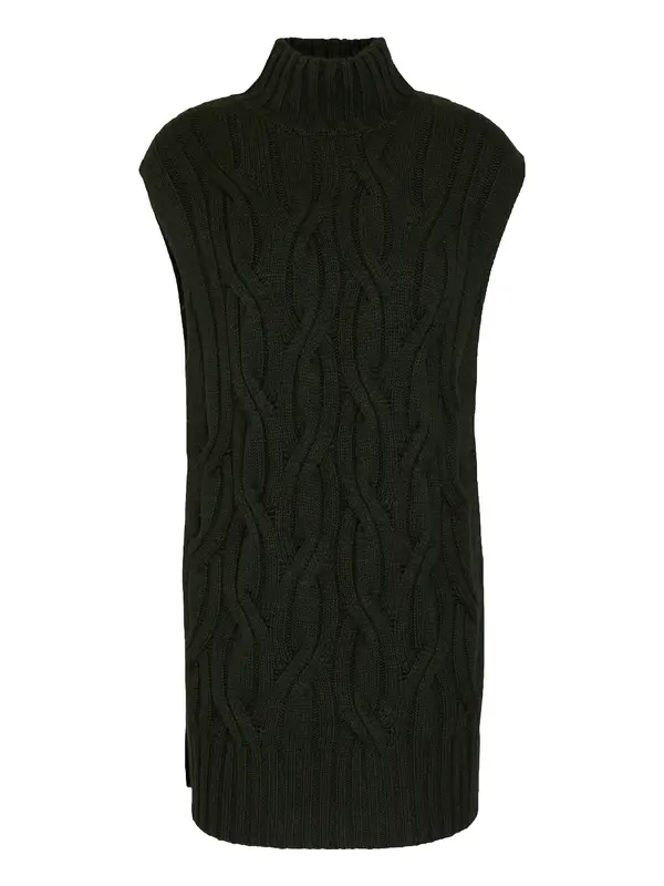 Autumn Cashmere Cable-knit Turtleneck Vest - Forest Green