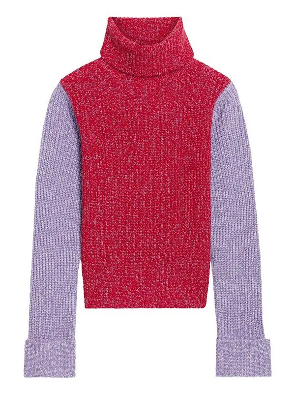 Autumn Cashmere Colorblock Turtleneck Sweater - Lavender