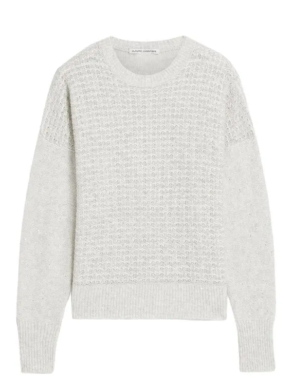 Autumn Cashmere Embellished Waffle-knit Cashmere-blend Sweater - Light Gray