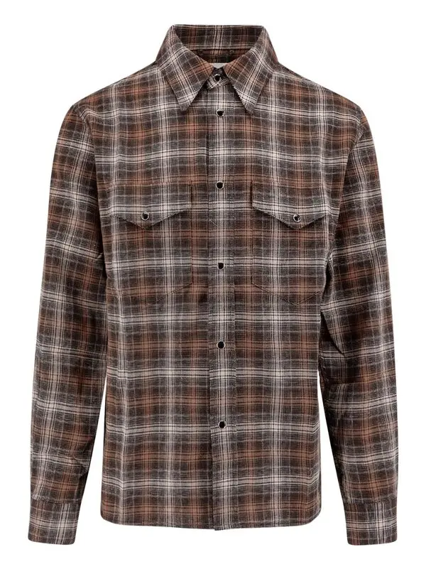 TONYWACK Cotton Shirt With Madras Motif - Brown