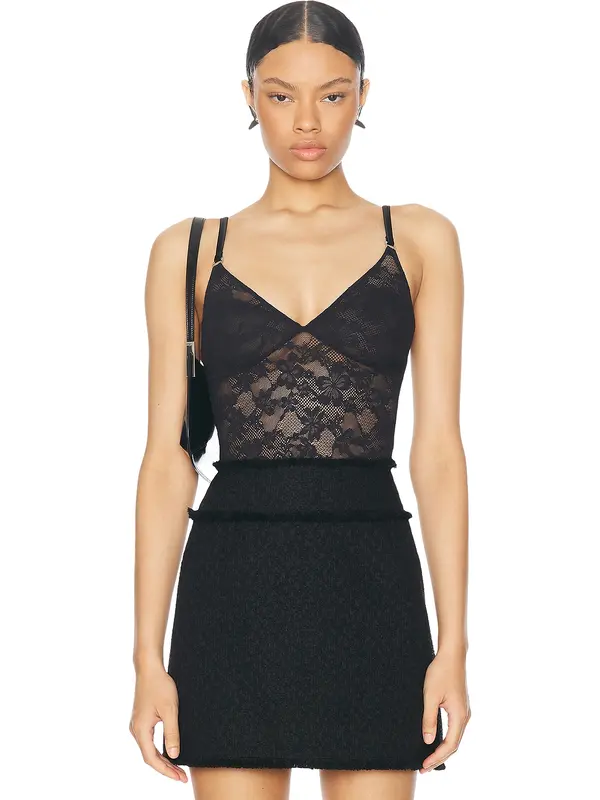 Fleur Du Mal Le Stretch Wireless Lace Bodysuit - Black