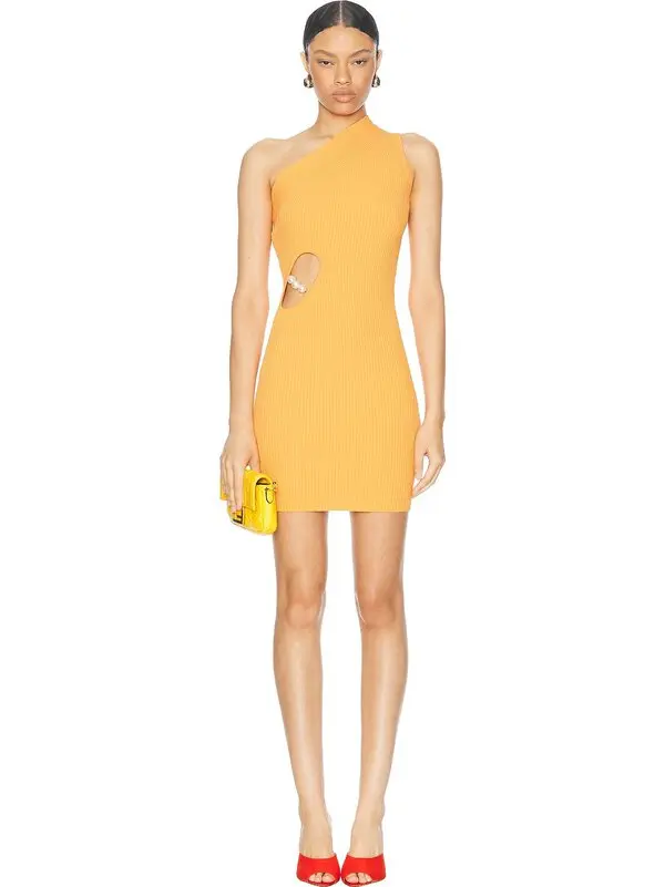 Moschino One Shoulder Mini Dress - Yellow