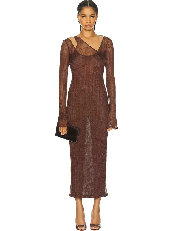 PRISCAVERA Double Layer Maxi Dress - Bronze