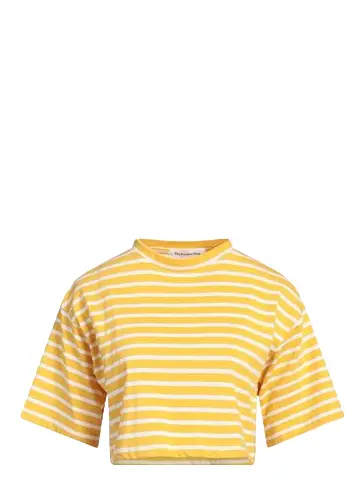 THE FRANKIE SHOP Embroidered Logo Striped Crop Top - Yellow